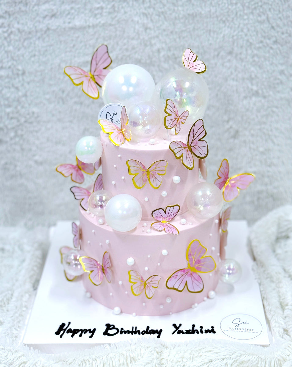 2-Tier Dreamy Butterfly Cake in Pink – Sei Pâtisserie