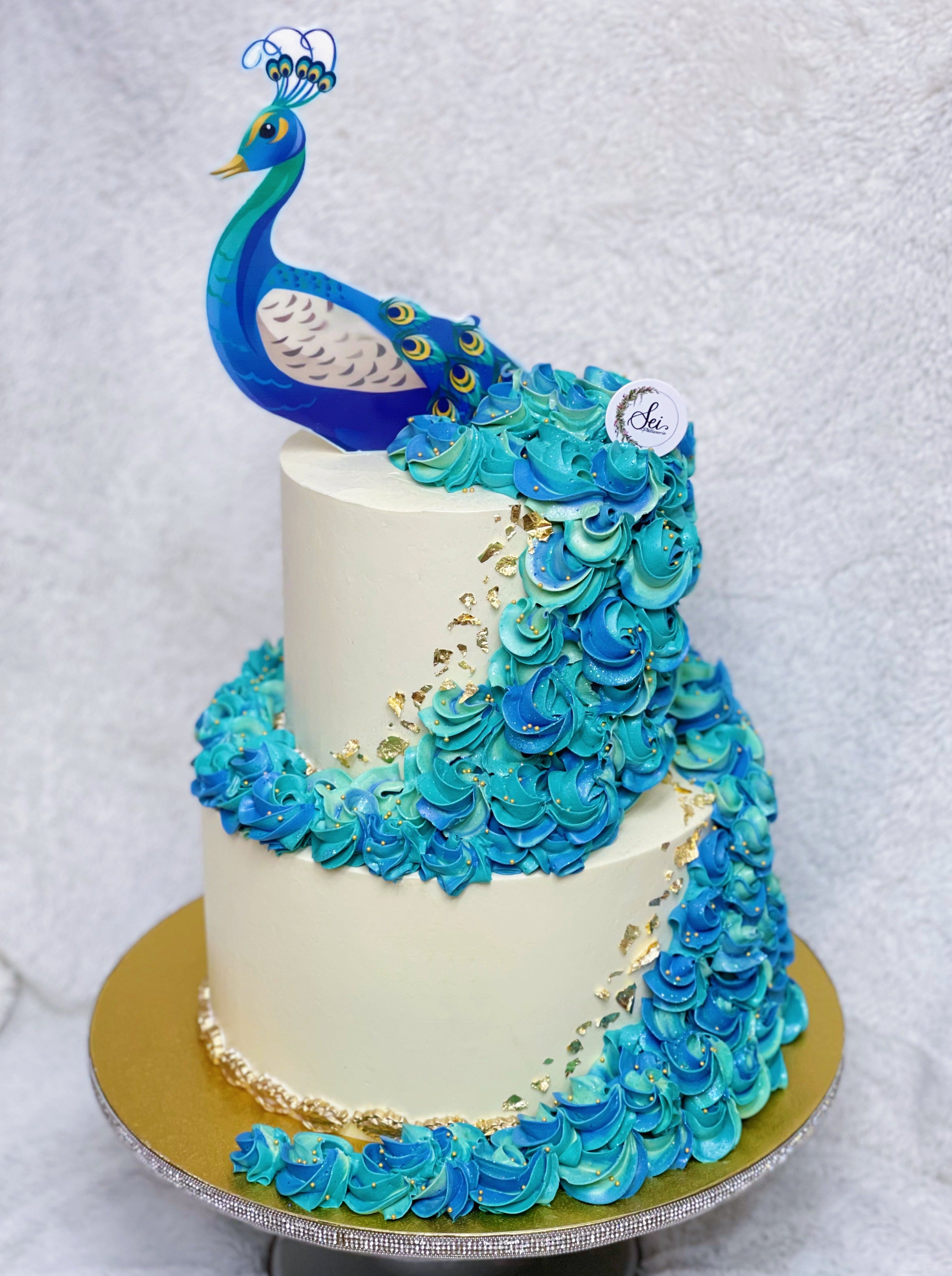 Peacock Sheet Cake
