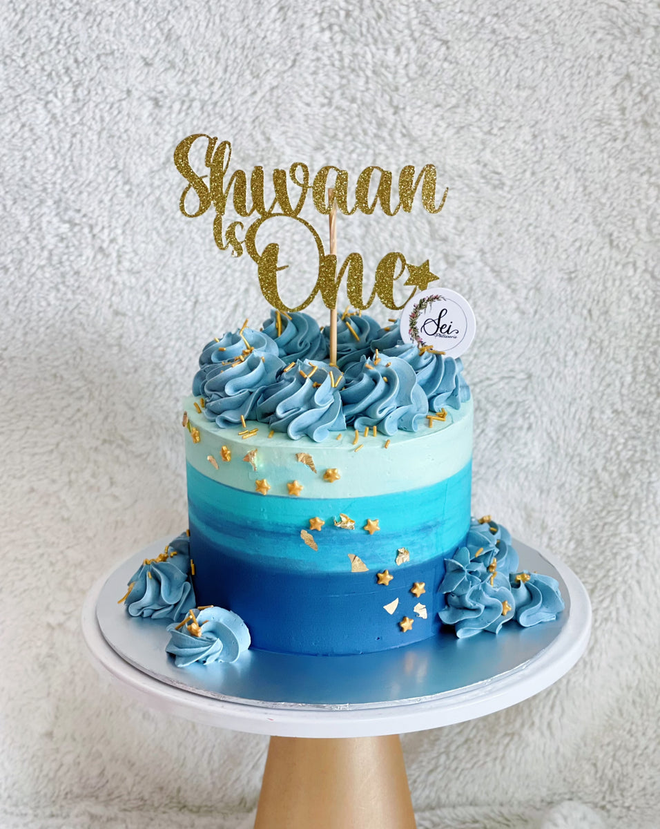 Ombre Blue Swirls Cake – Sei Pâtisserie