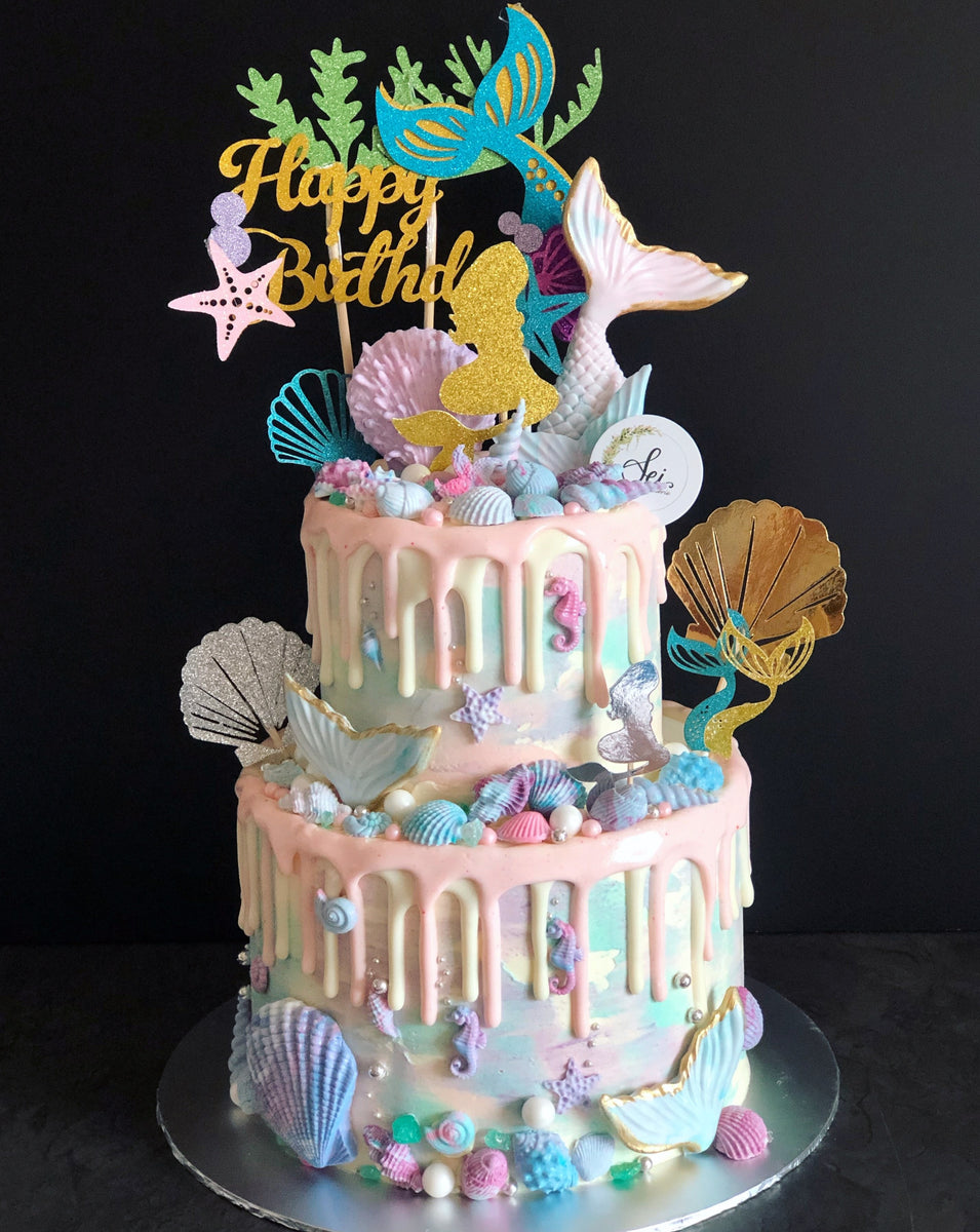 2-Tier Mermaid Drips Cake – Sei Pâtisserie